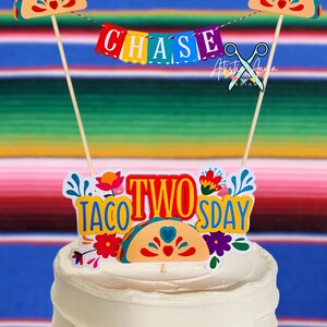 Taco Cake Bunting Topper With Taco Twosday Cake Topper 2 Pc Set Fiesta ...