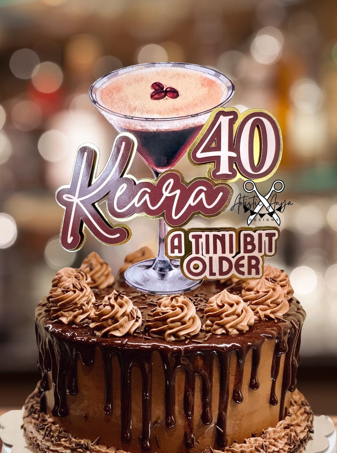 Espresso Martini Cake Topper - Tini Bit Older Theme Party Decorations ...