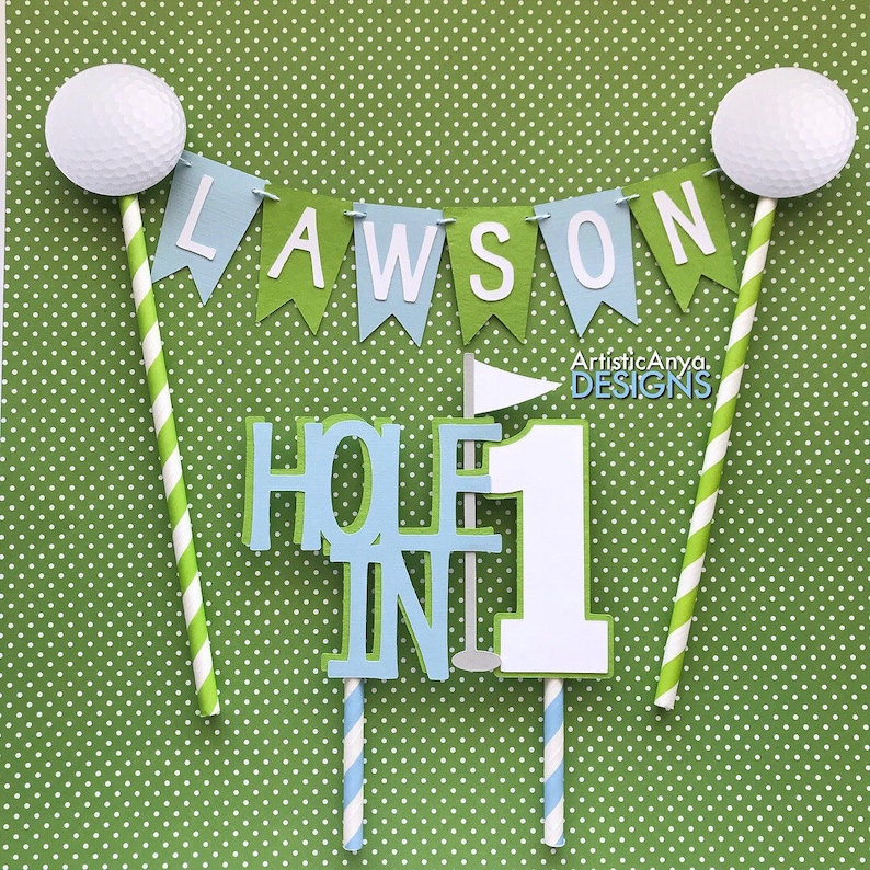 Golf Ball Cake Bunting Topper & Hole-in-1 Cake Topper 2 Pc - Etsy