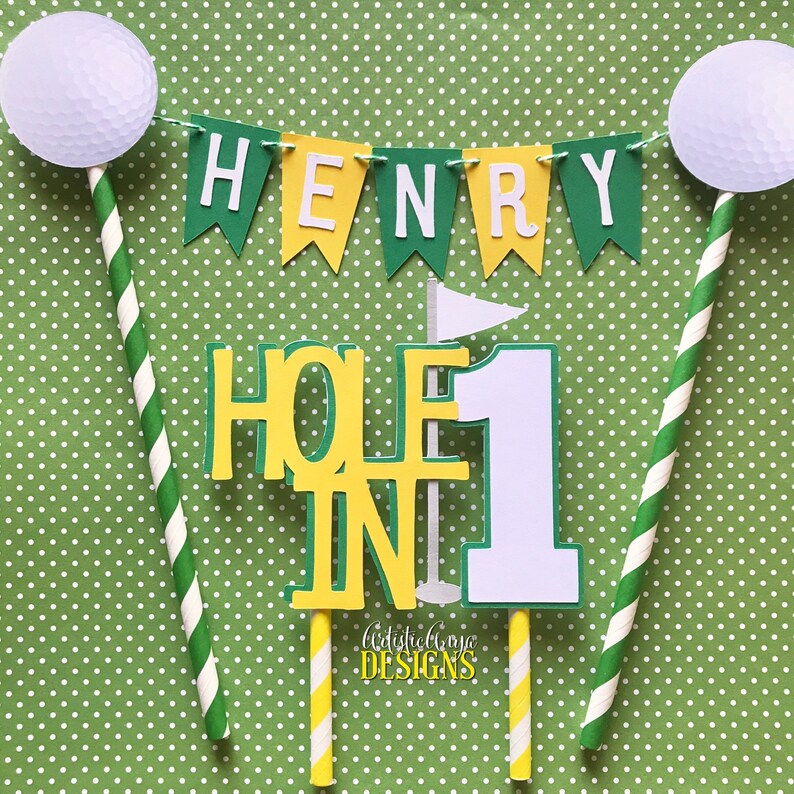 Golf Ball Cake Bunting Topper & Hole-in-1 Cake Topper 2 Pc | Etsy