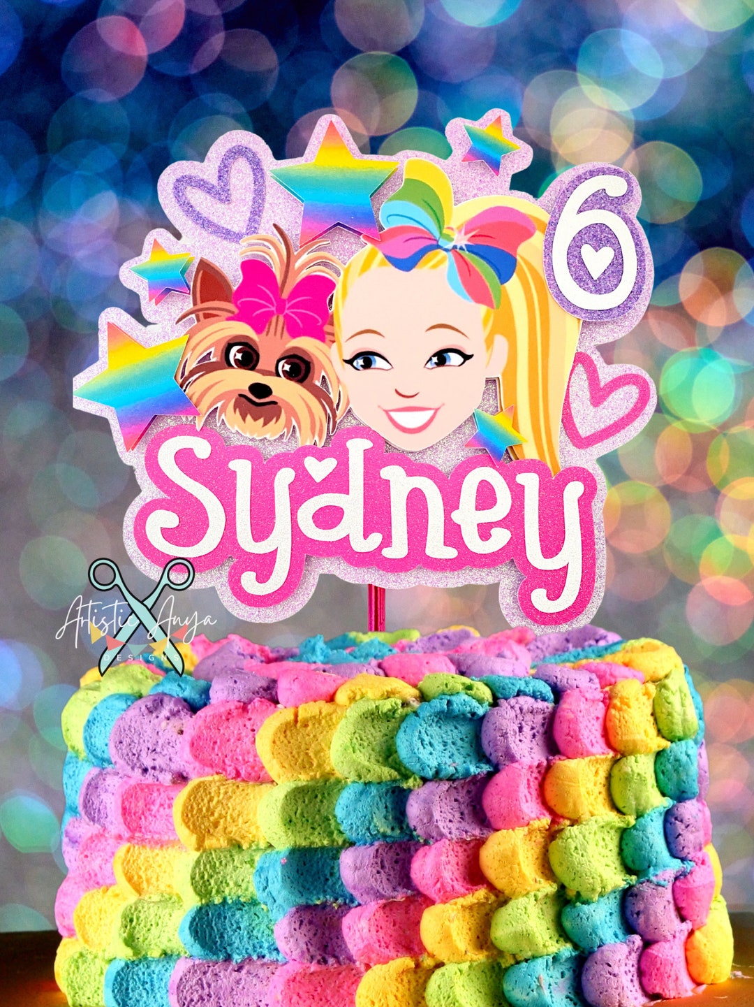 Jojo Rainbow Cake Topper - Rainbow Glitter Party Decorations - Bright ...