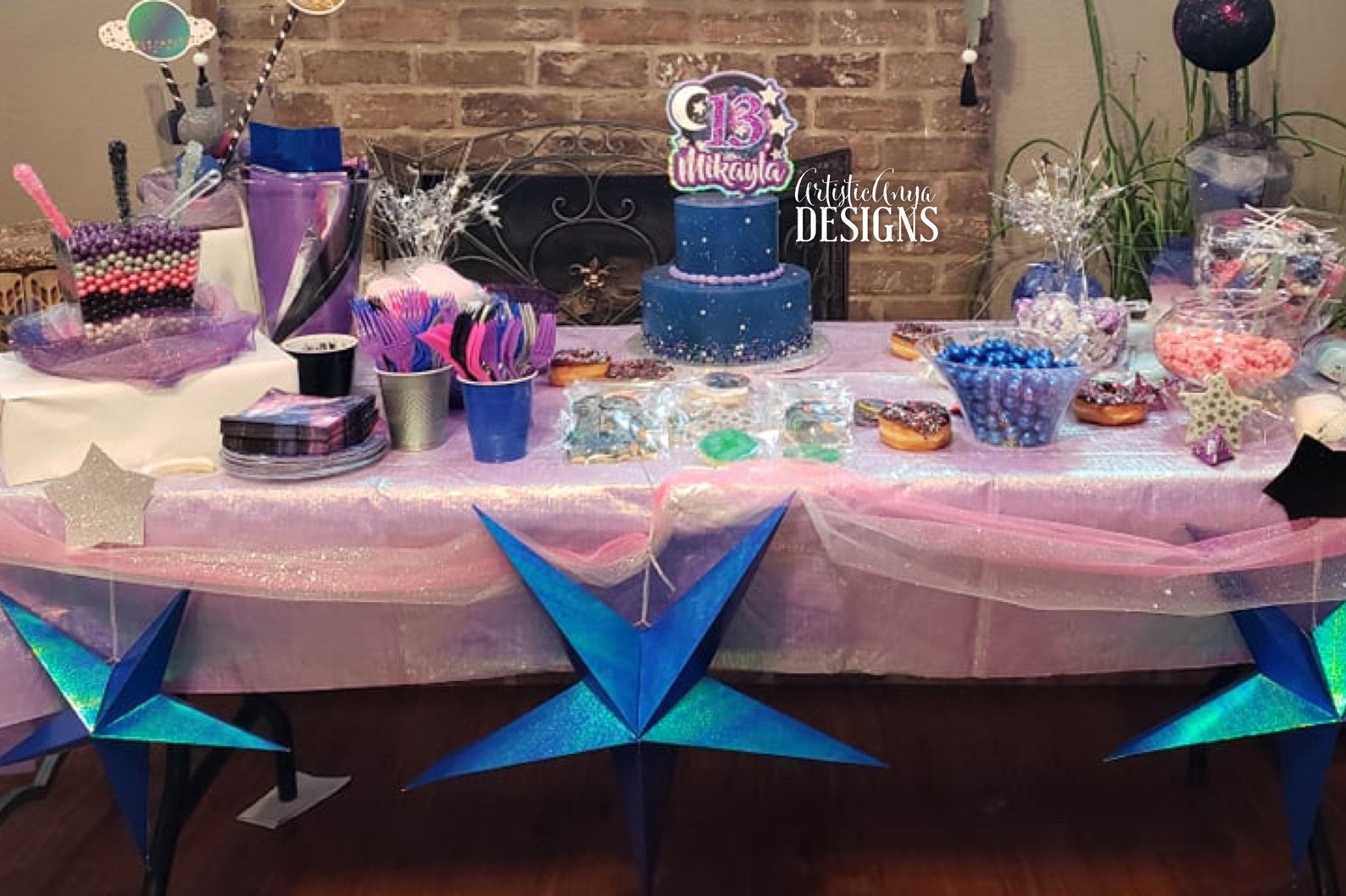 Galaxy Cake Topper Celestial Party Decorations Glitter Age - Etsy