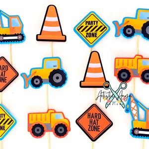 Construction Cupcake Toppers - Set of 12 - Construction Theme Party ...