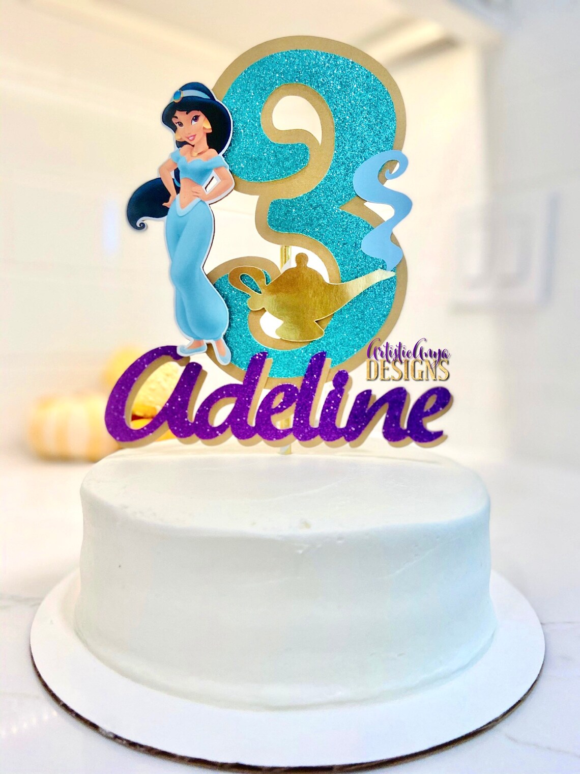 Princess Jasmine Cake Topper - Aladdin Themed Birthday - Genie Lamp ...