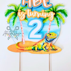 Lizard Iguana Island Cake Topper - Tropical Beach Party Decorations ...