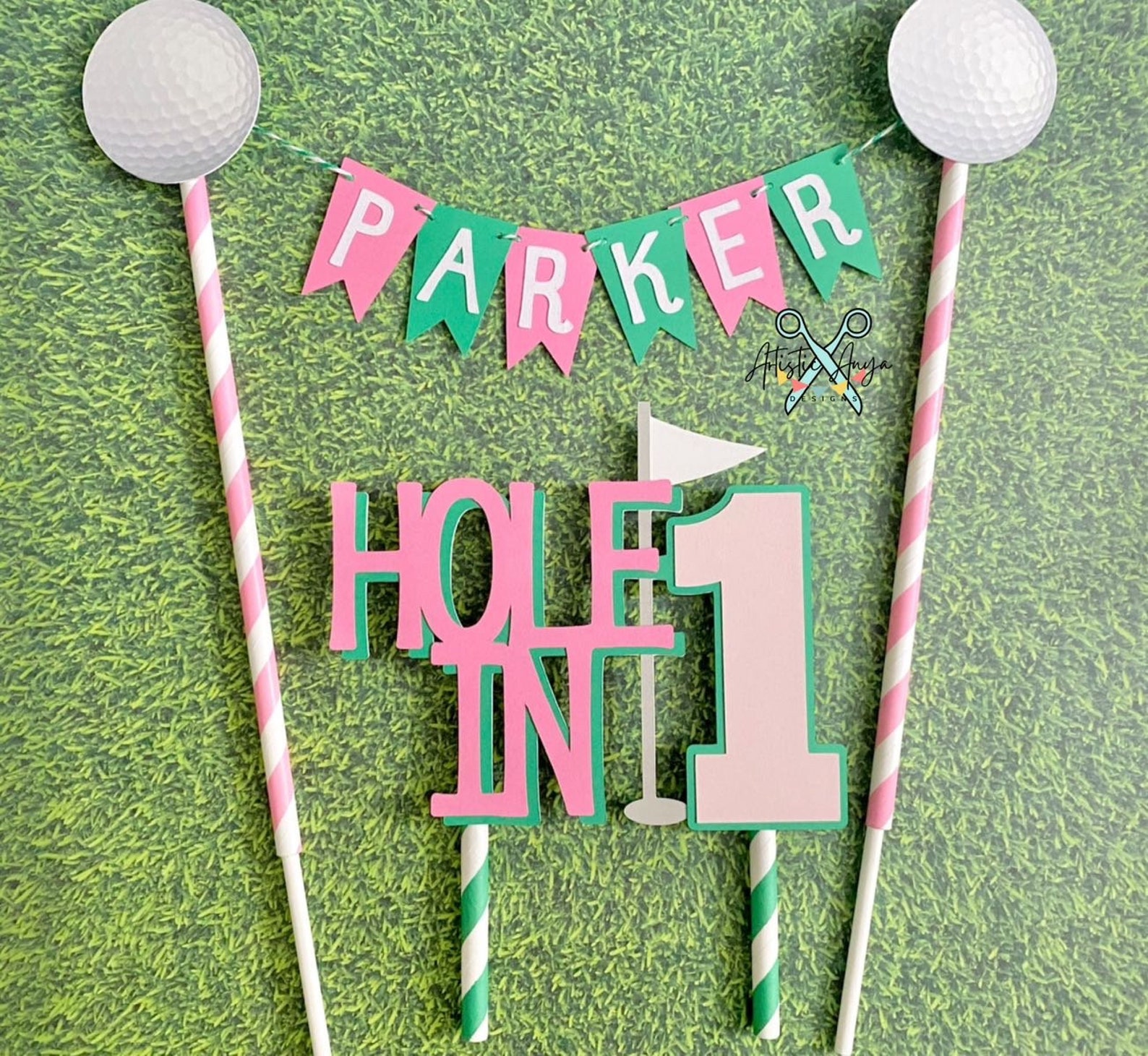 Golf Ball Cake Bunting Topper & Hole-in-1 Cake Topper 2 Pc - Etsy