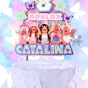 Roblox Girl Shaker Cake Topper - Roblox Party Decorations - Glitter Age ...