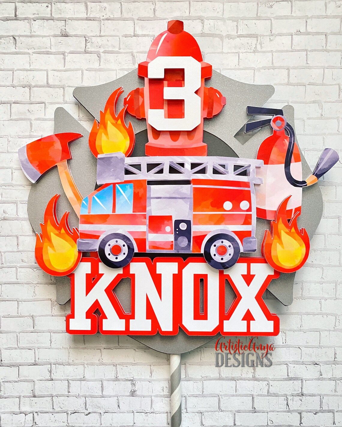 Fire Truck Cake Topper Fireman Party Decorations - Etsy