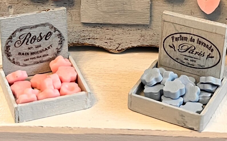 1/12 Scale Gorgeous Little Dark Pink Soaps in a Cute Display With ...