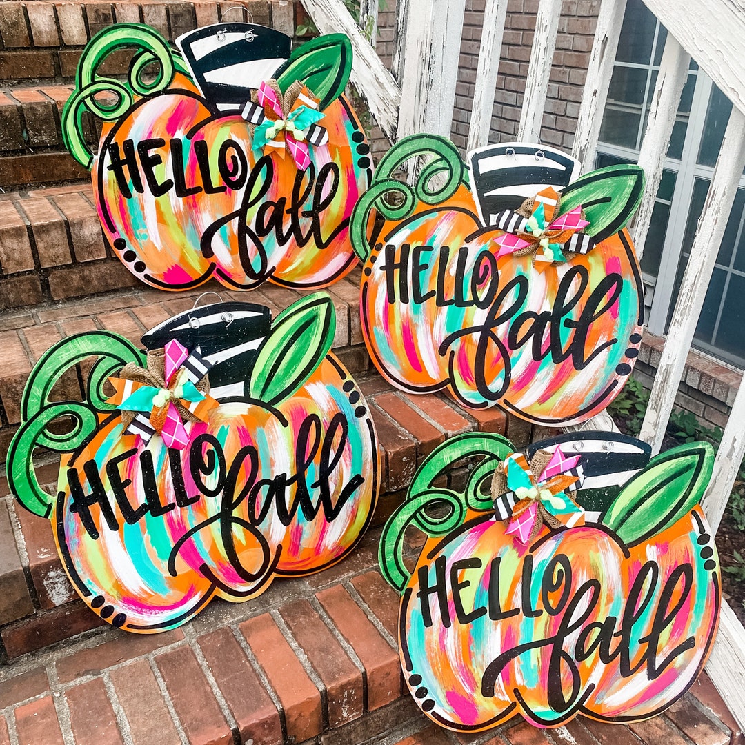 Fall Door Hanger - Pumpkin Door Decor - Autumn Door Sign - Thanksgiving ...