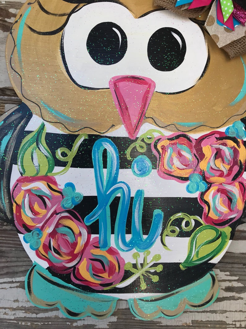 Owl Door Hanger Owl Wreath Spring Door Decor Owl Sign | Etsy