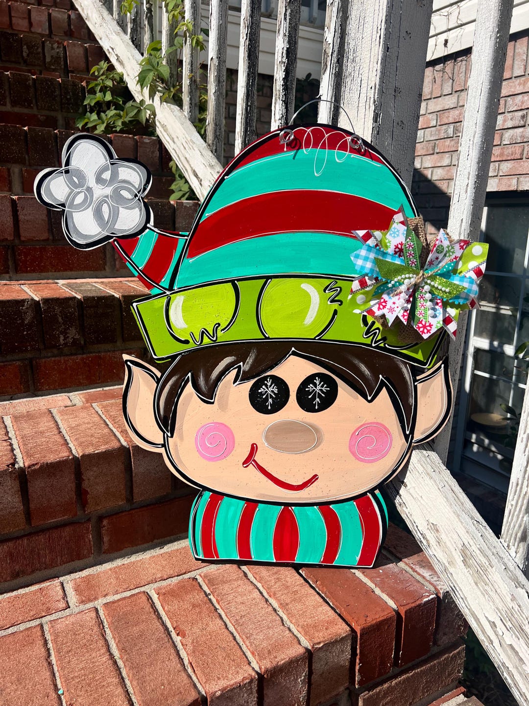 Christmas Door Hanger - Elf Door Hanger - Holiday Door Decor ...
