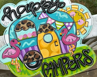 TEMPLATE: Camper Door Hanger Template Happy Camper Template - Etsy