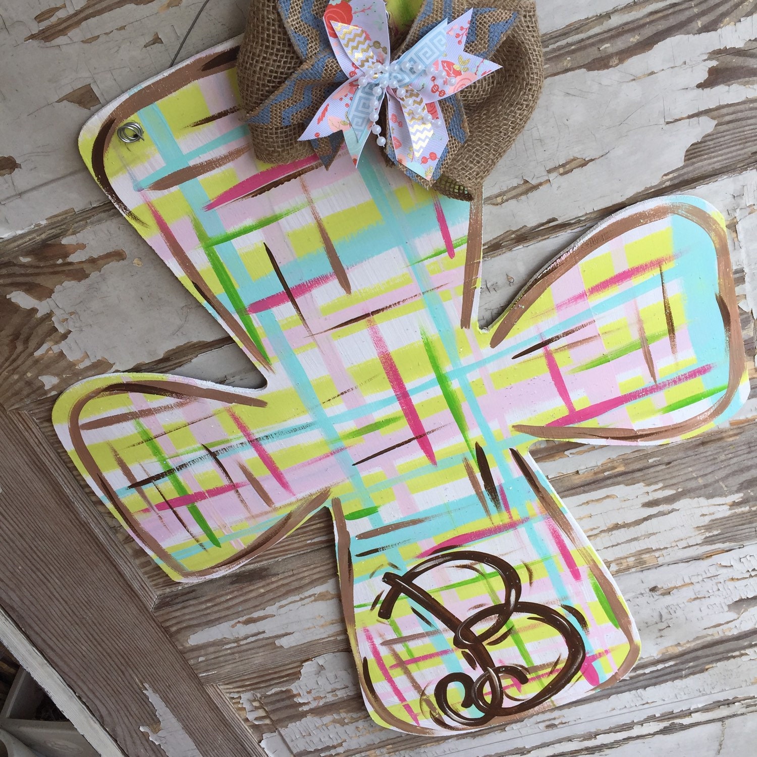 Cross Door Hanger Personalized Door Hanger Spring Door | Etsy