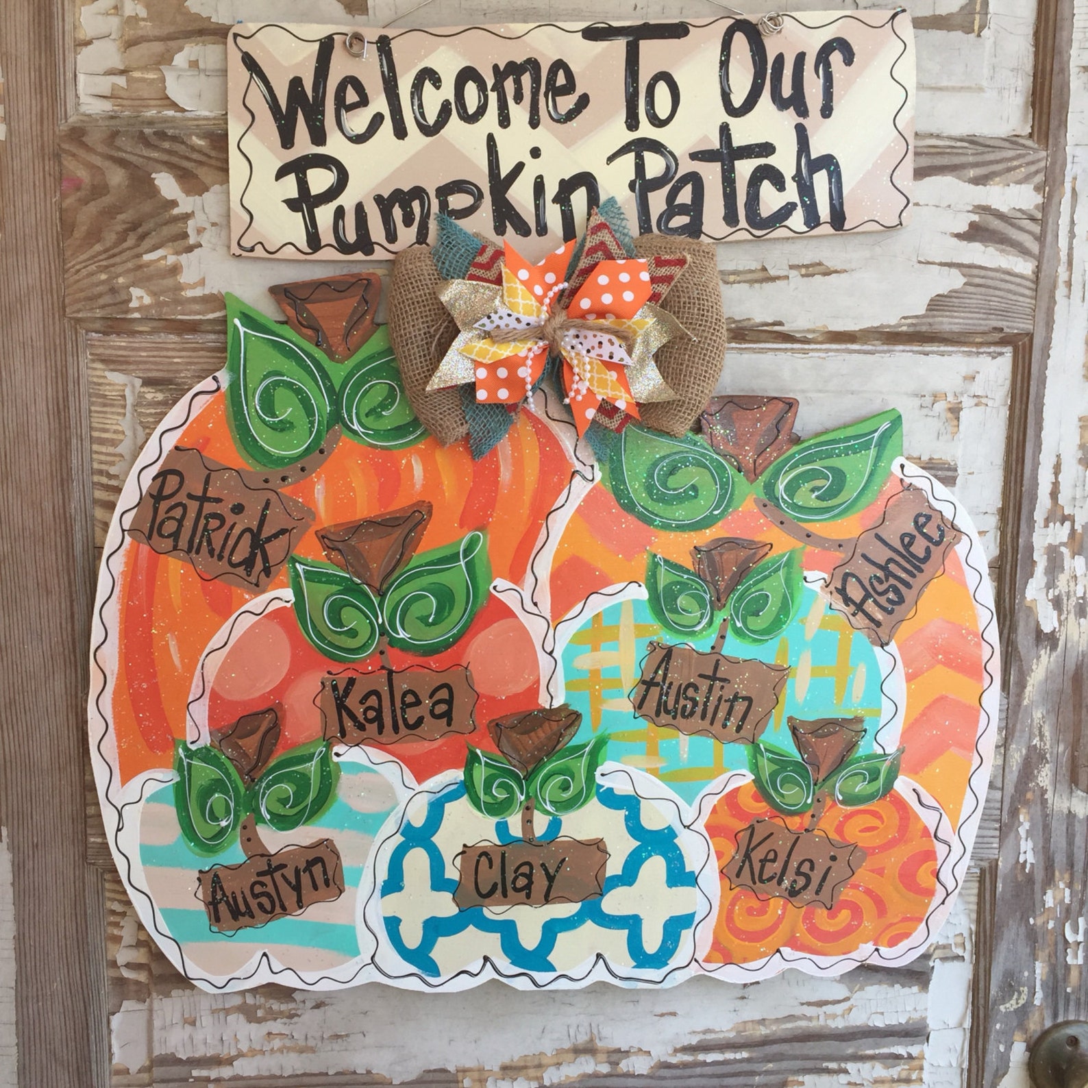 Fall Door Hanger - Personalized Door Hanger - Pumpkin Door Decor ...