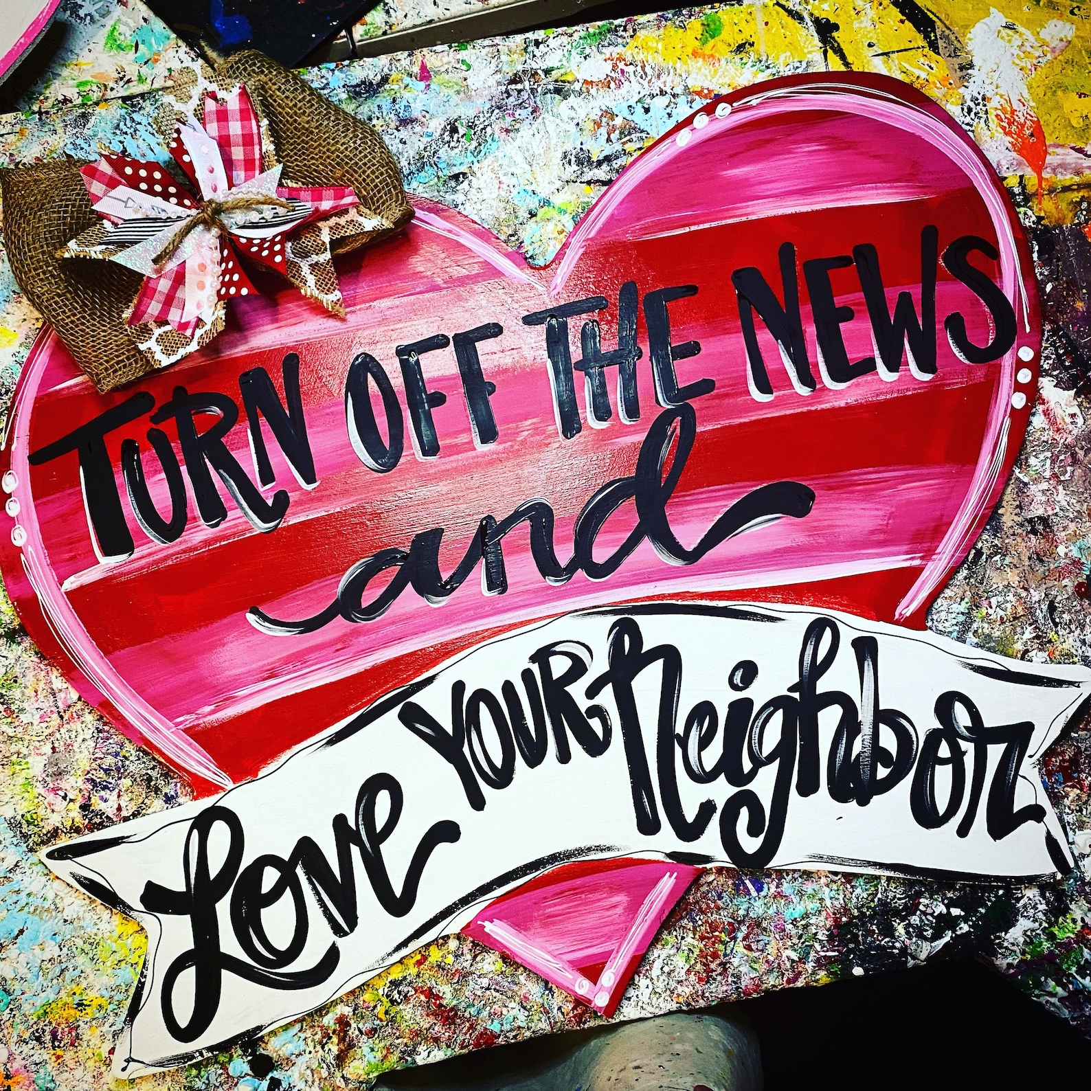 Love Your Neighbor Door Hanger - Heart Door Hanger - Love Your Neighbor ...