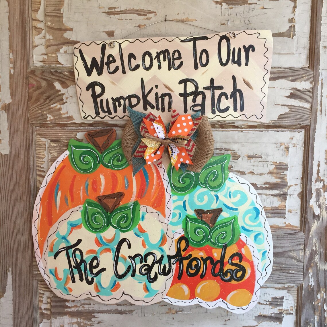 Fall Door Hanger Pumpkin Door Decor Autumn Door Sign | Etsy