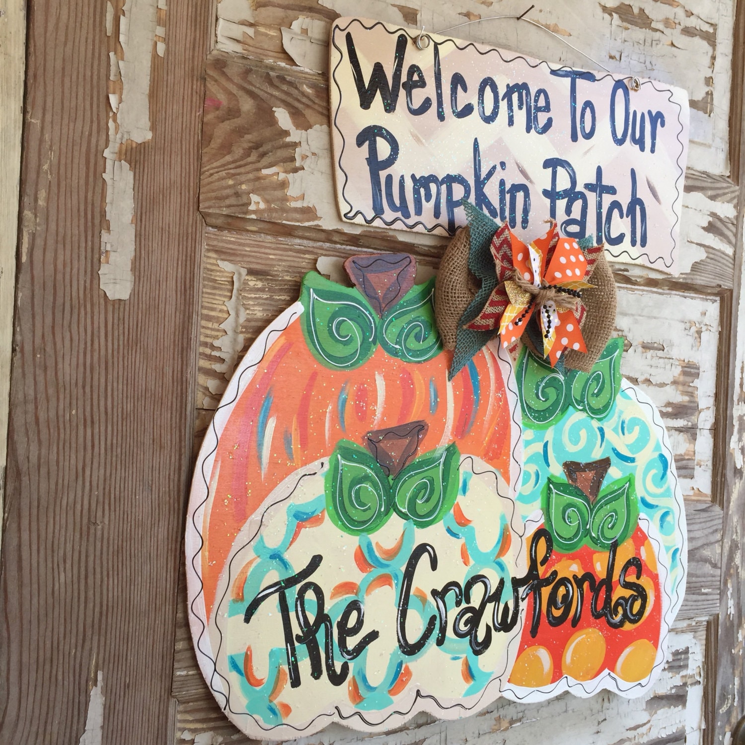 Fall Door Hanger Pumpkin Door Decor Autumn Door Sign | Etsy