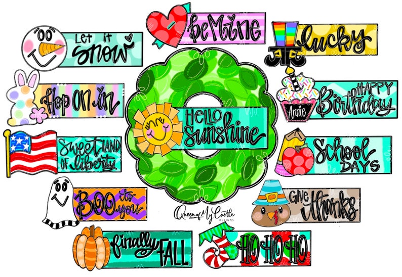 TEMPLATE Year Round Door Hanger Template Interchangeable - Etsy