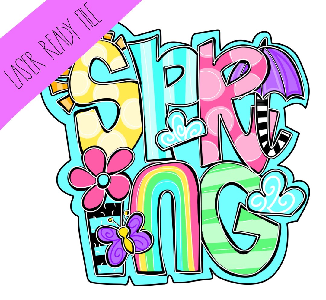 SVG File Laser Ready File Spring SVG File Laser Cut File Door Hanger ...