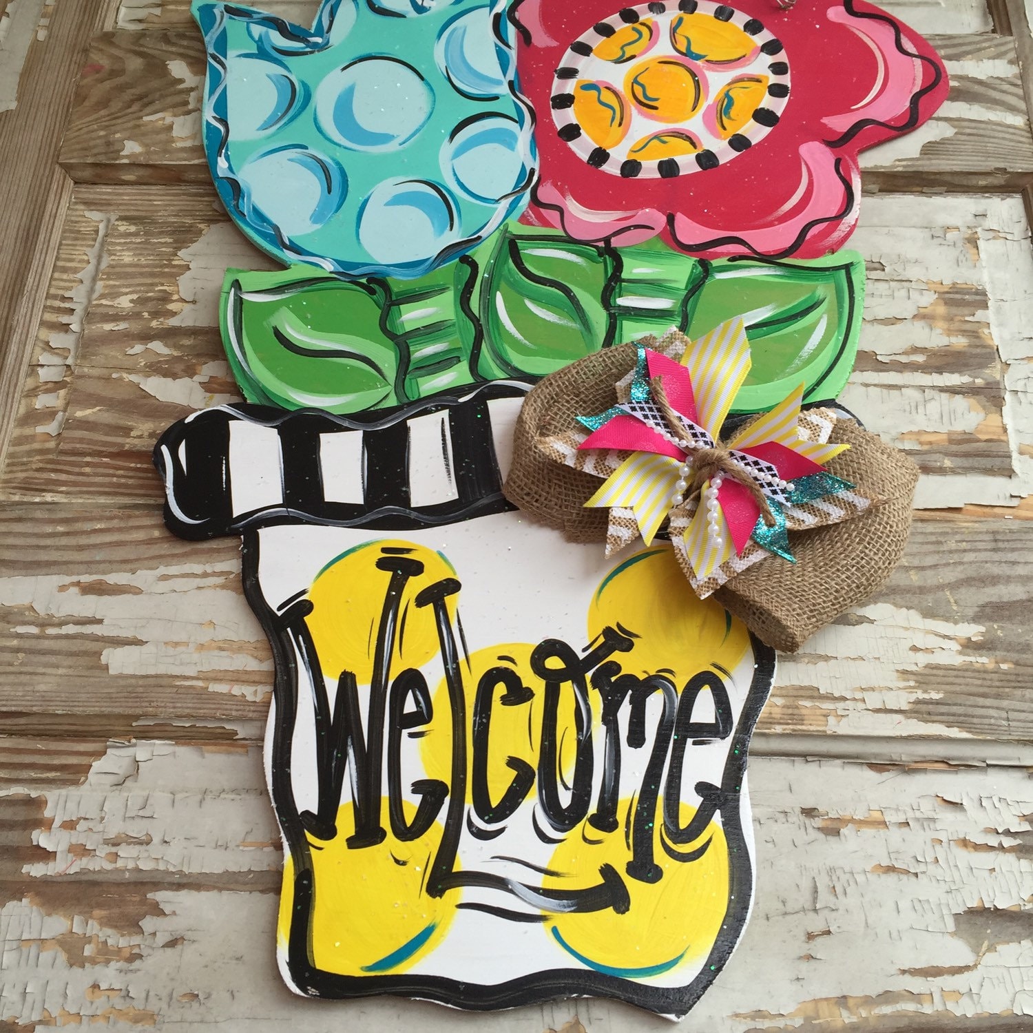 Flower Door Hanger Spring Door Decor Personalized Door - Etsy
