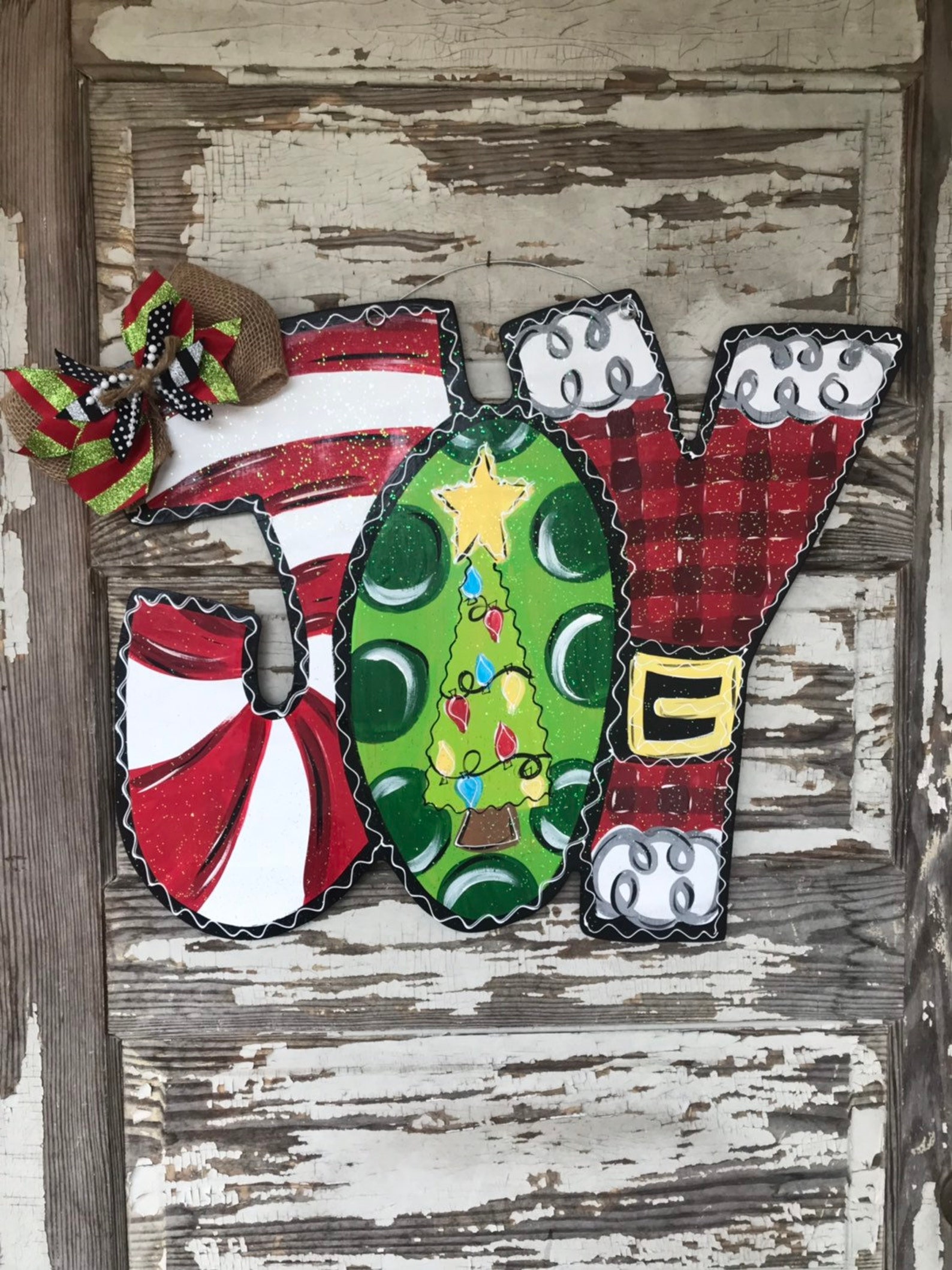 Christmas Door Hanger Santa Door Hanger Holiday Door Decor | Etsy