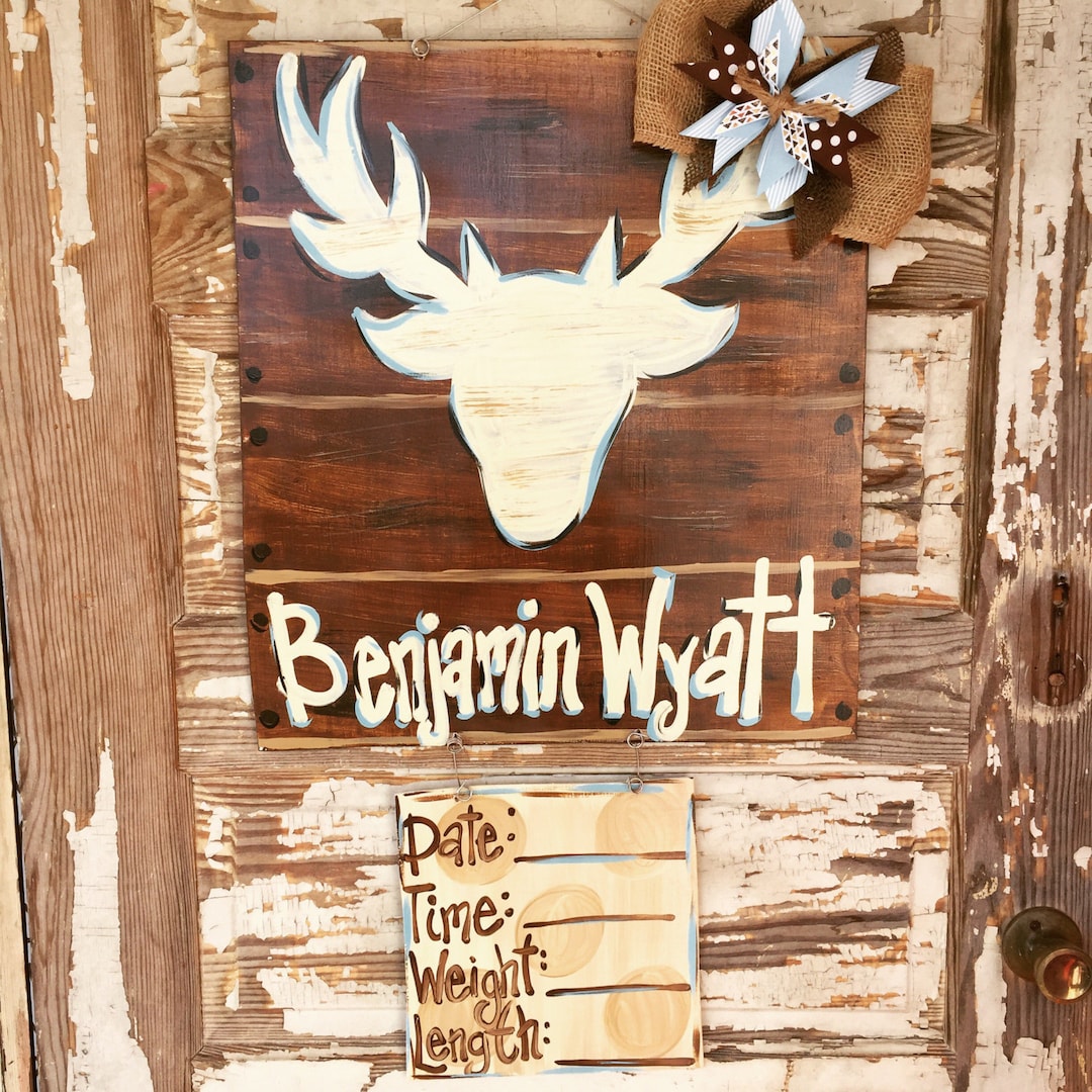 Deer Hunting Door Hanger - Personalized Baby Door Hanger - Hospital ...