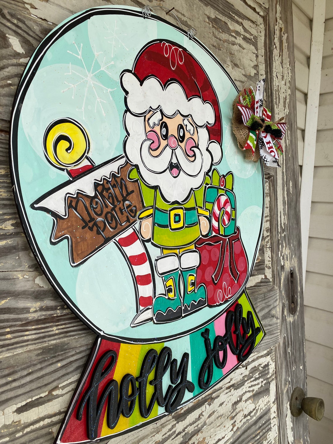 Christmas Door Hanger Santa Door Hanger Holiday Door Decor - Etsy