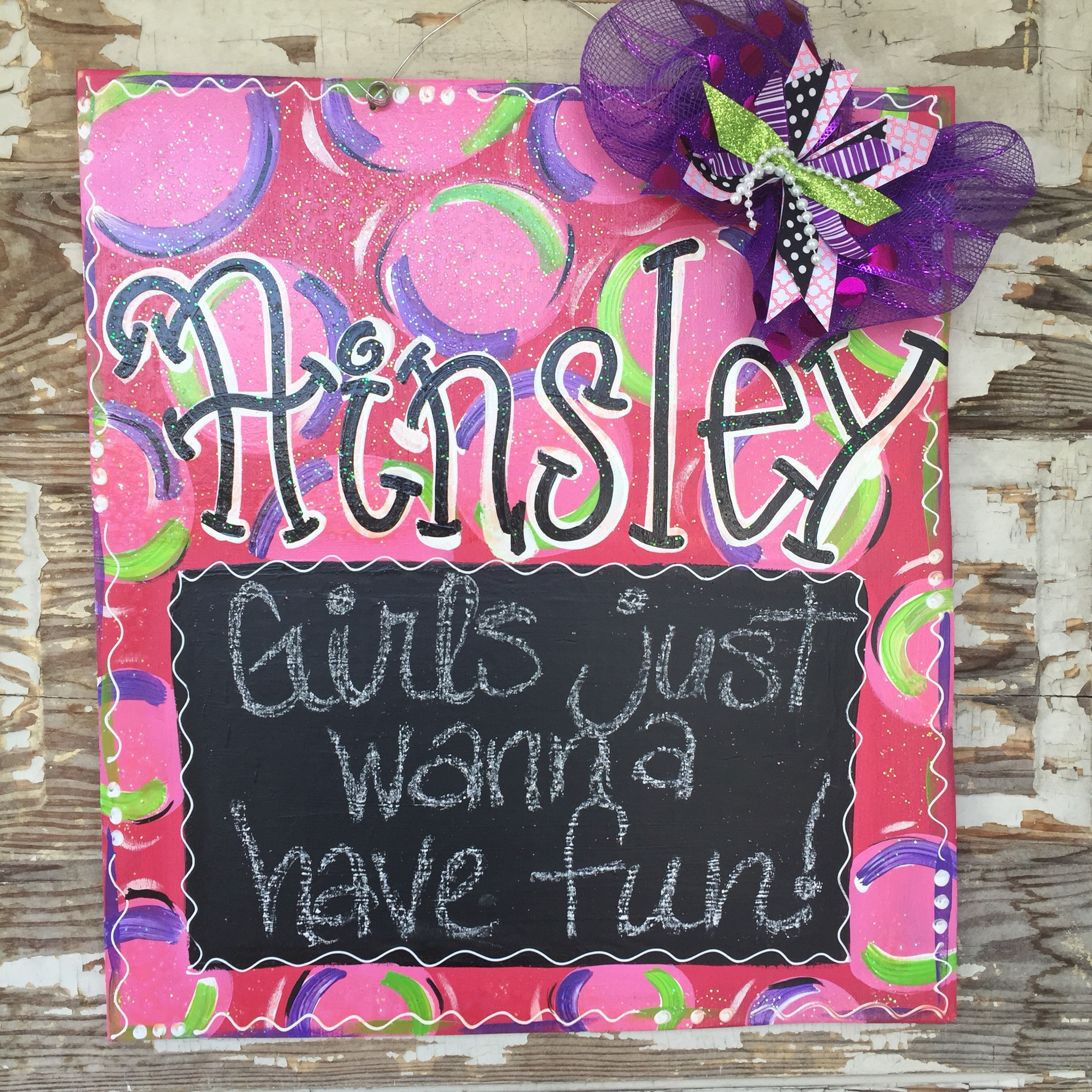 Girl Bedroom Sign Chalkboard Bedroom Door Hanger Girl | Etsy