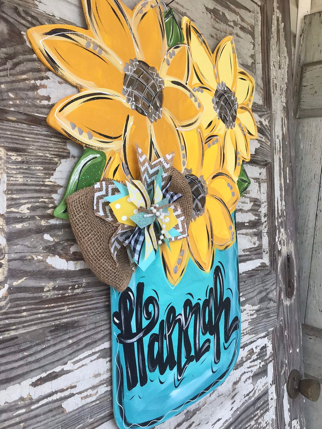 Personalized Door Hanger - Fall Door Hanger - Sunflower Door Hanger ...