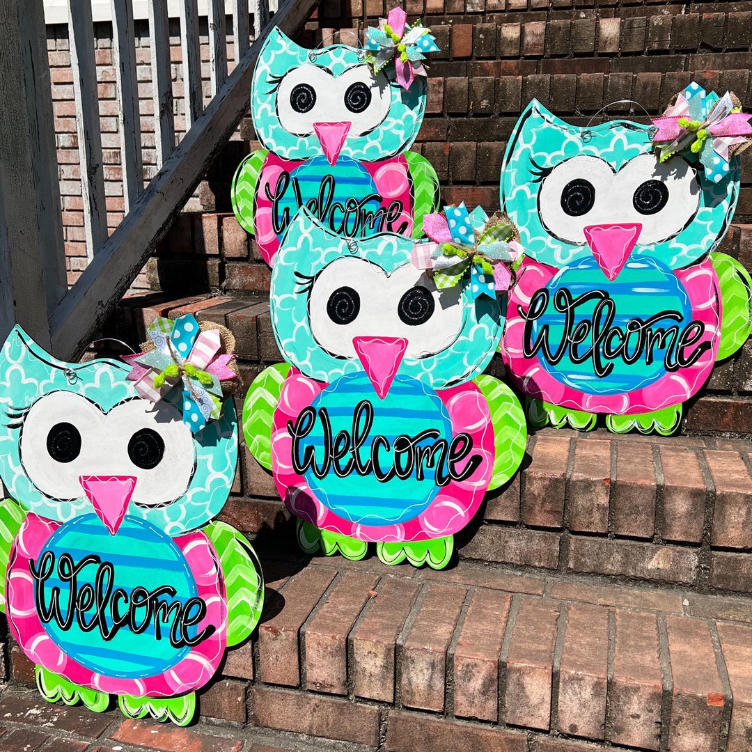 Personalized Door Hanger - Teacher Gift - Owl Door Hanger - Spring Door ...