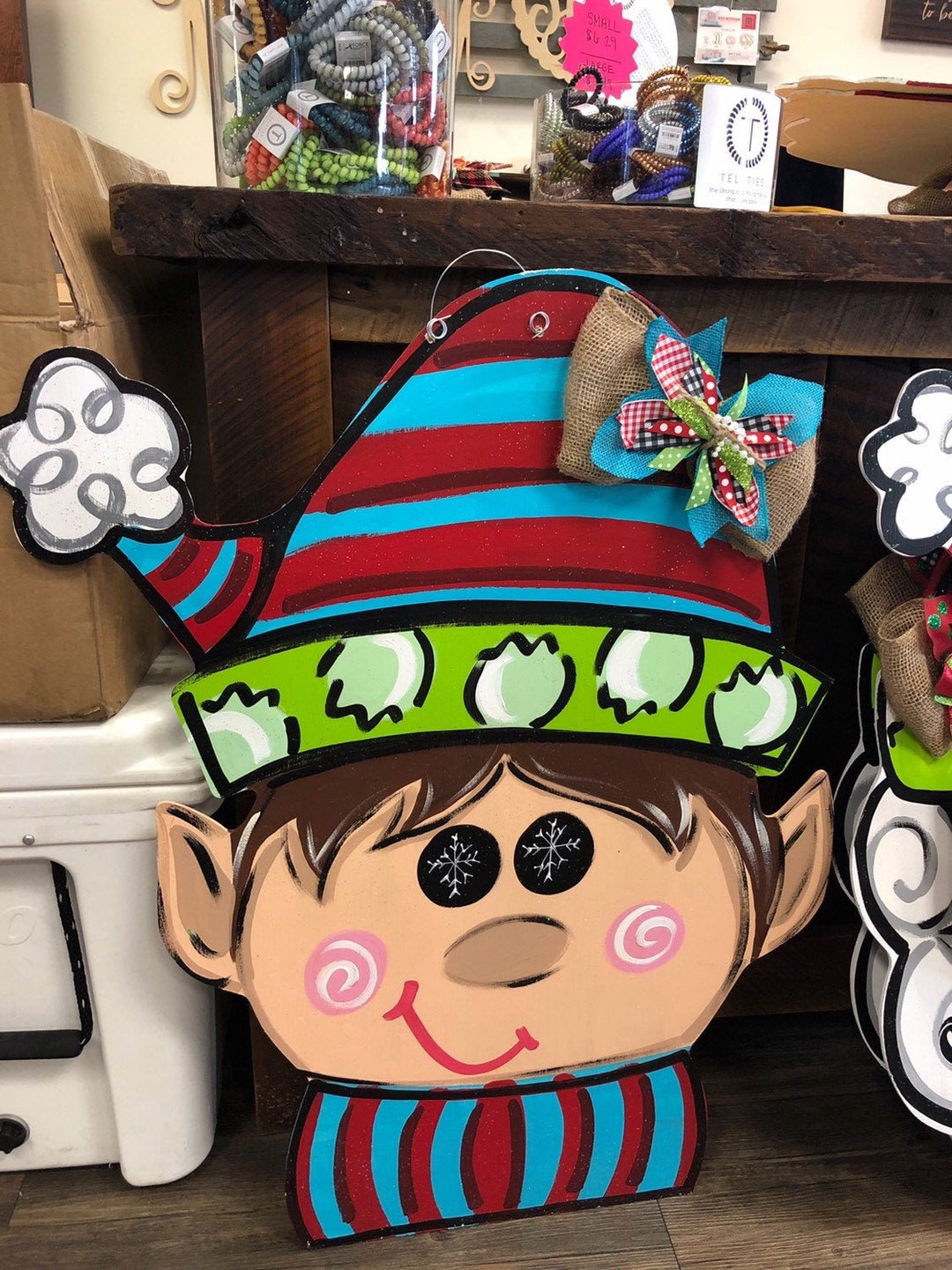 Christmas Door Hanger Elf Door Hanger Holiday Door Decor - Etsy