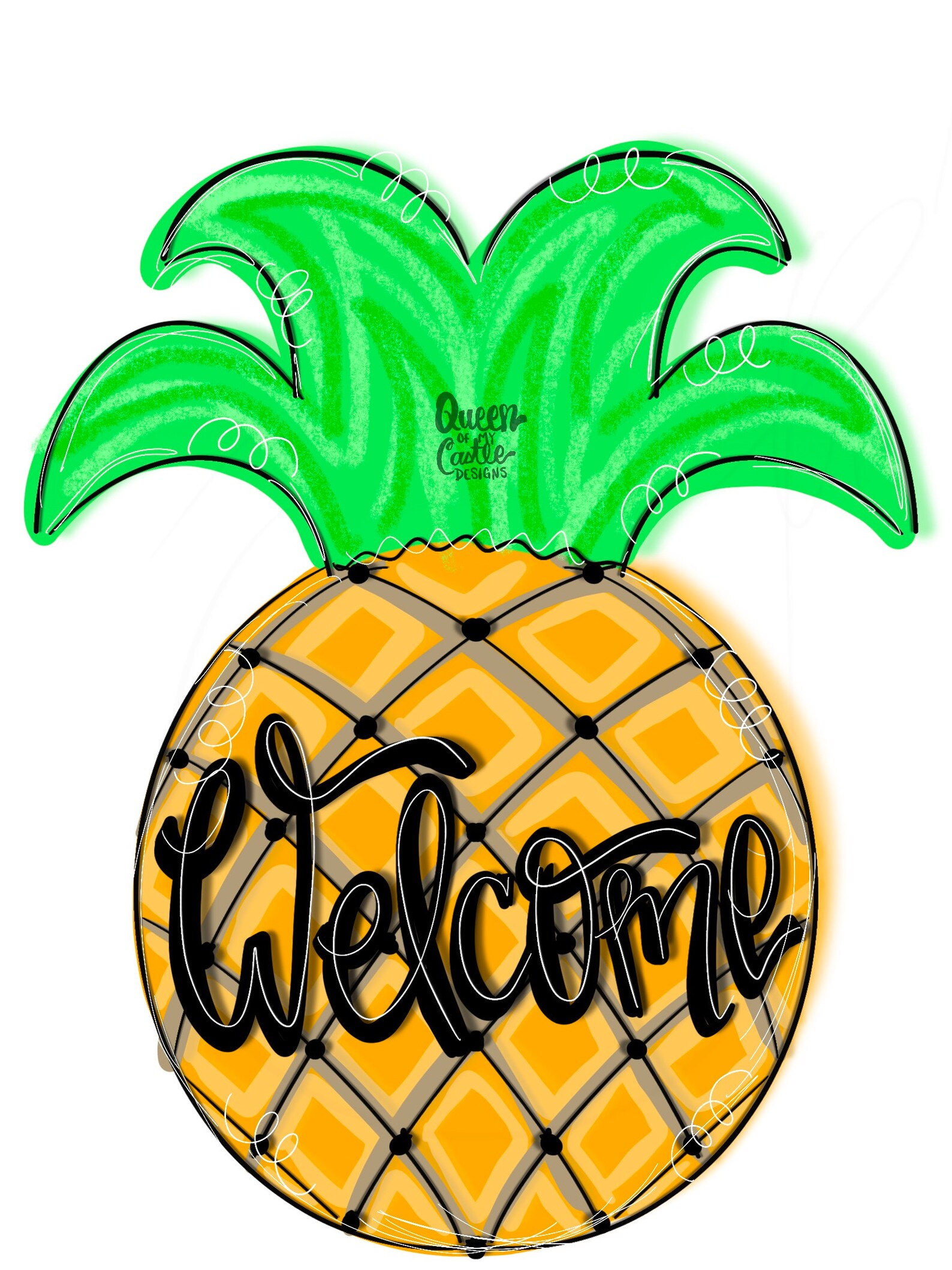 TEMPLATE Pineapple Template Door Hanger Template DIY Door | Etsy