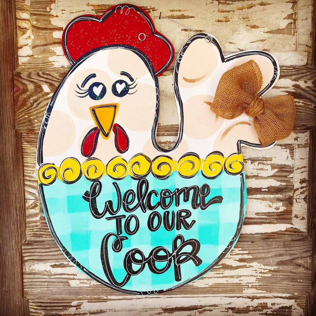 Personalized Door Hanger - Farmhouse Door Hanger - Chicken Door Hanger ...