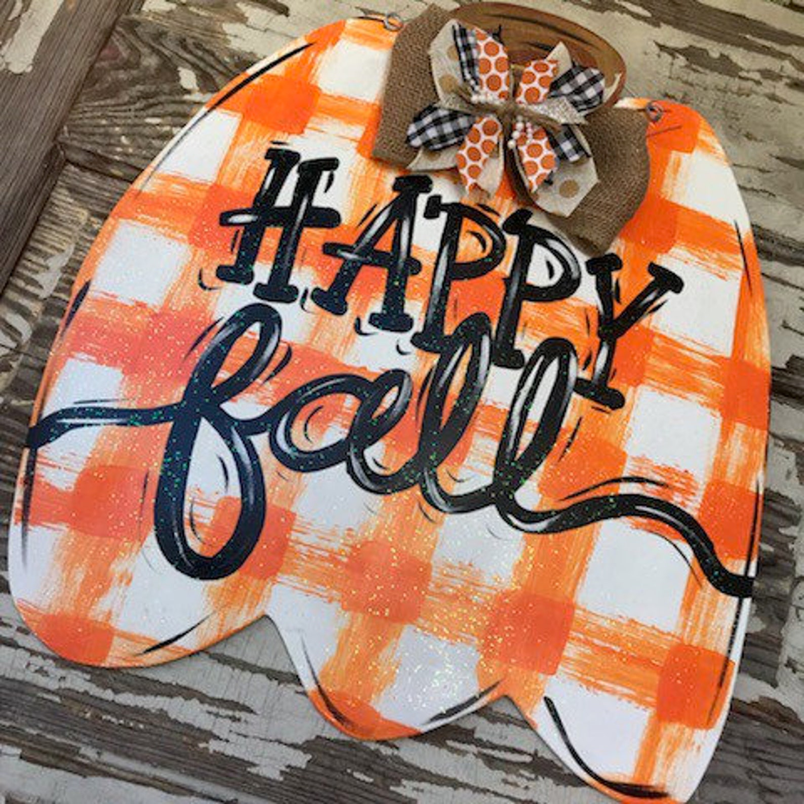 SALE- Halloween Door Hanger - Fall Door Hanger - Pumpkin Door Decor ...