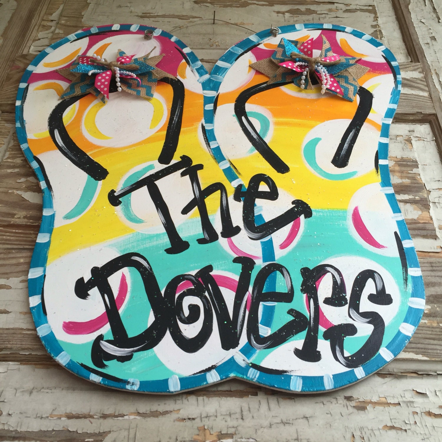 Flip Flop Door Hanger - Summer Door Hanger - Spring Decor - Spring Door ...
