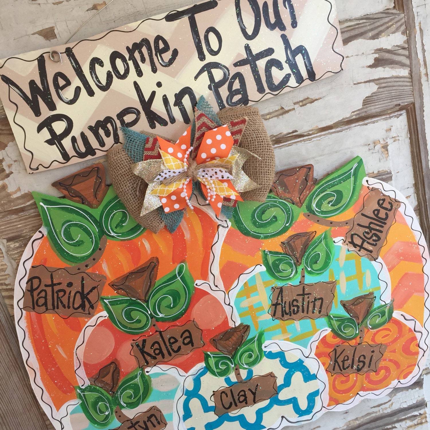 Fall Door Hanger - Personalized Door Hanger - Pumpkin Door Decor ...