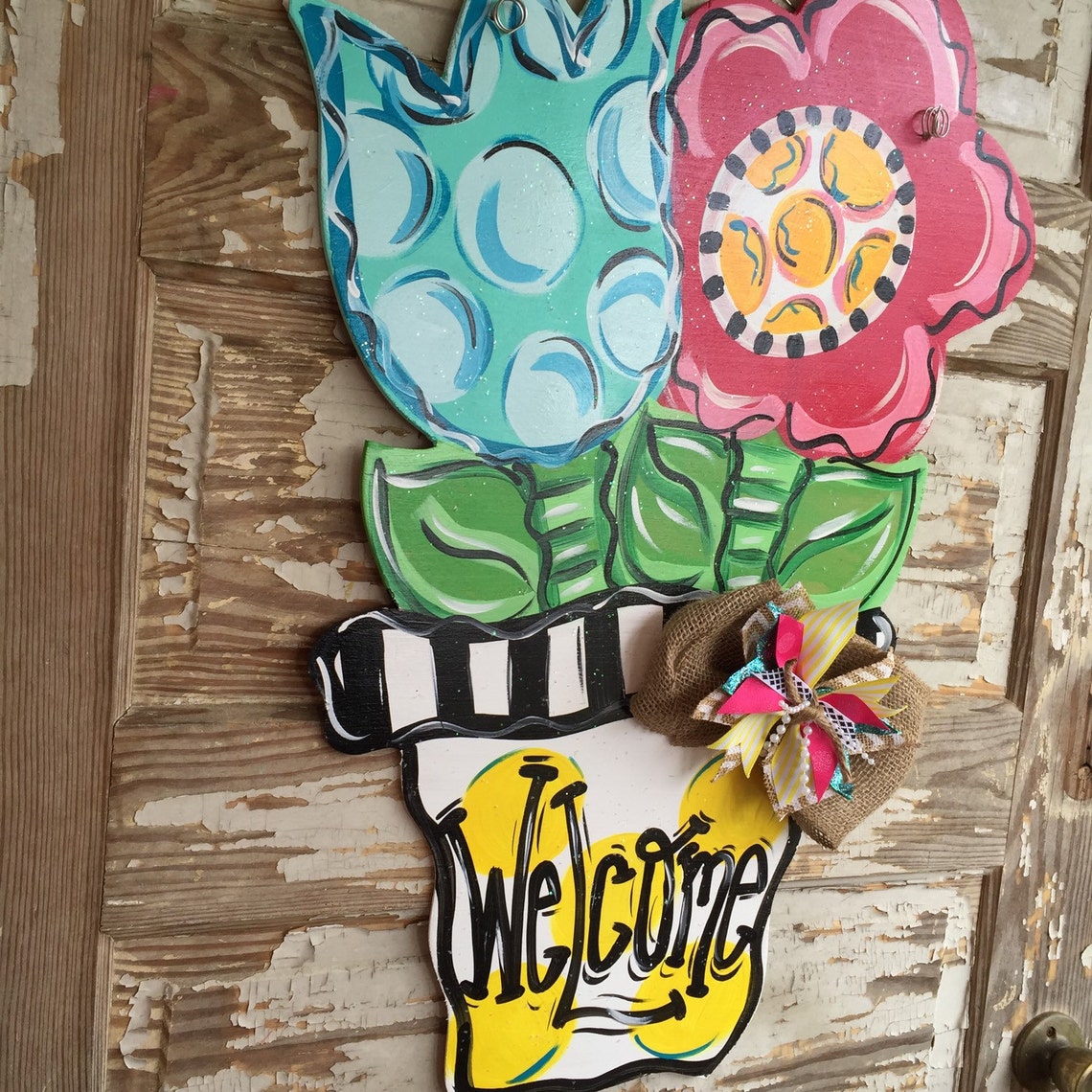Flower Door Hanger Spring Door Decor Personalized Door - Etsy