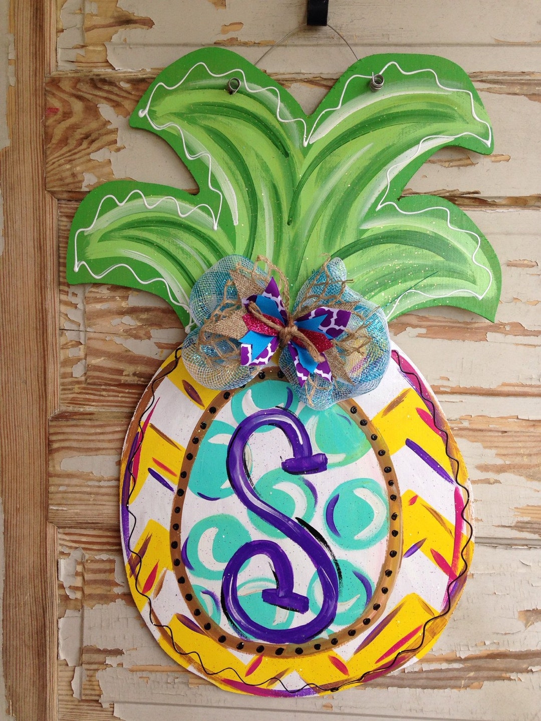Pineapple Door Hanger - Spring Door Hanger - Summer Door Hanger ...