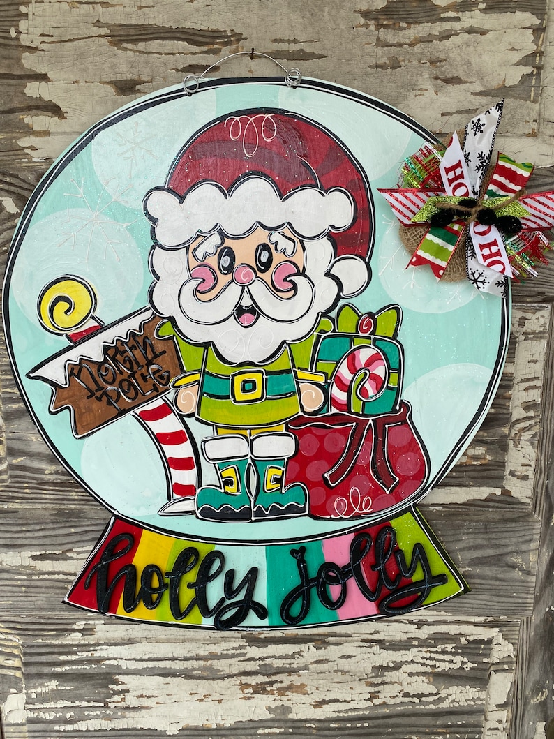 Christmas Door Hanger Santa Door Hanger Holiday Door Decor - Etsy
