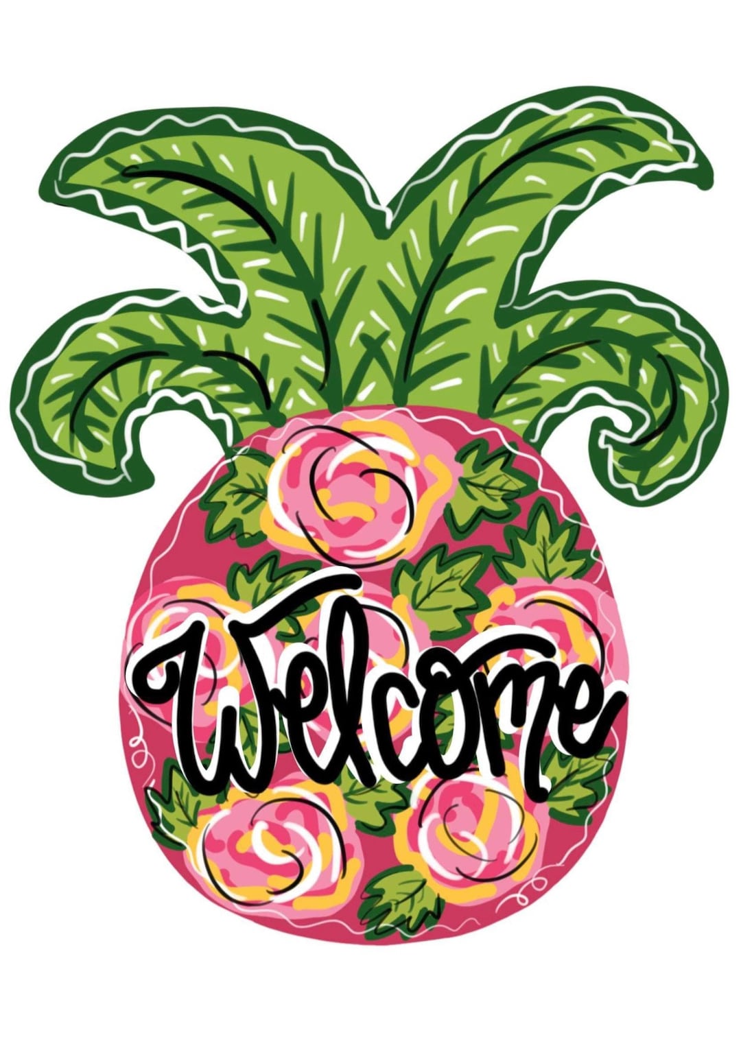 TEMPLATE - Pineapple Template Door Hanger Template - DIY Door Hanger ...