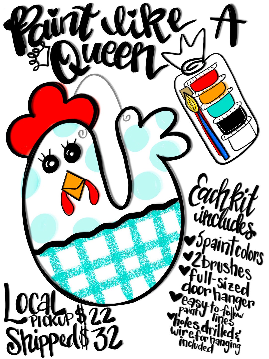 Hen Paint Kit - Paint Kit - DIY Art Project - Paint at Home - Crafts ...