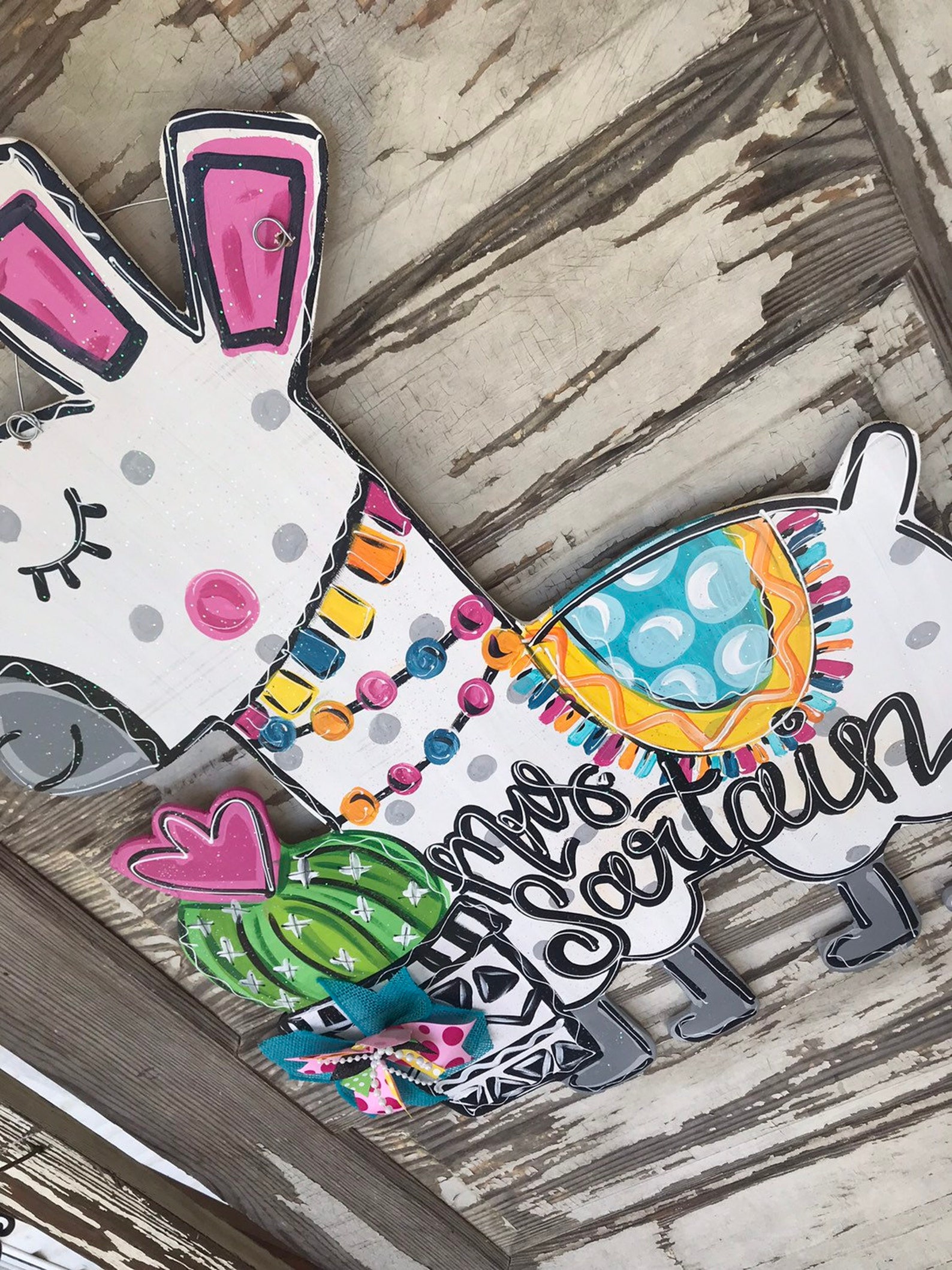 Personalized Door Hanger Llama Door Hanger Summer Door - Etsy