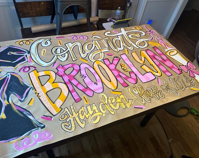 Graduation Banner| Kraft Paper Banner | Custom | Hand Painted | Party ...