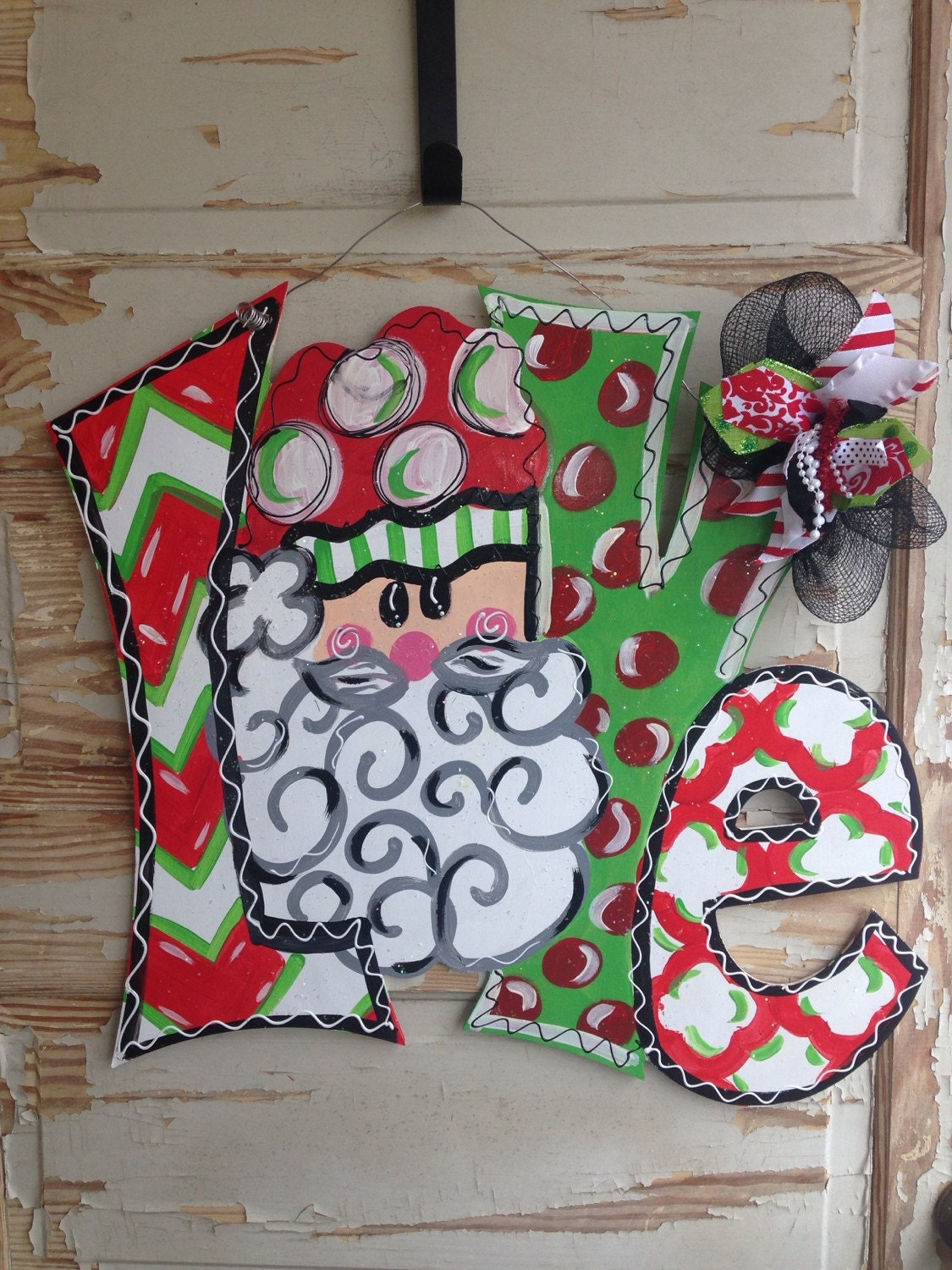 Christmas Door Hanger Santa Door Hanger Holiday Door Decor | Etsy