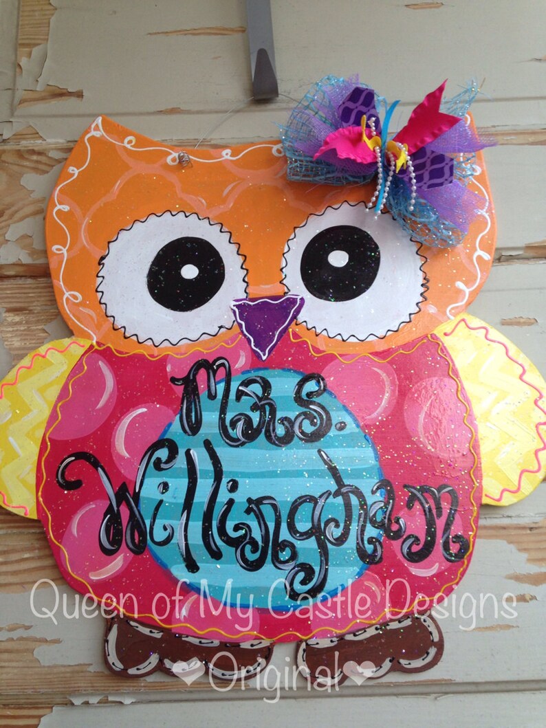 Personalized Door Hanger Teacher Gift Owl Door Hanger - Etsy