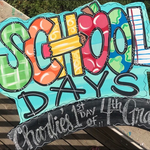 Back to School Chalkboard First Day of School Countdown - Etsy