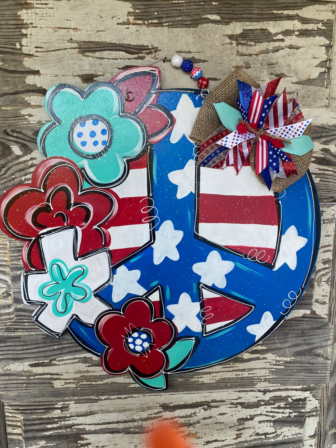 Patriotic Door Hanger American Flag Door Hanger Patriotic Decor Summer ...