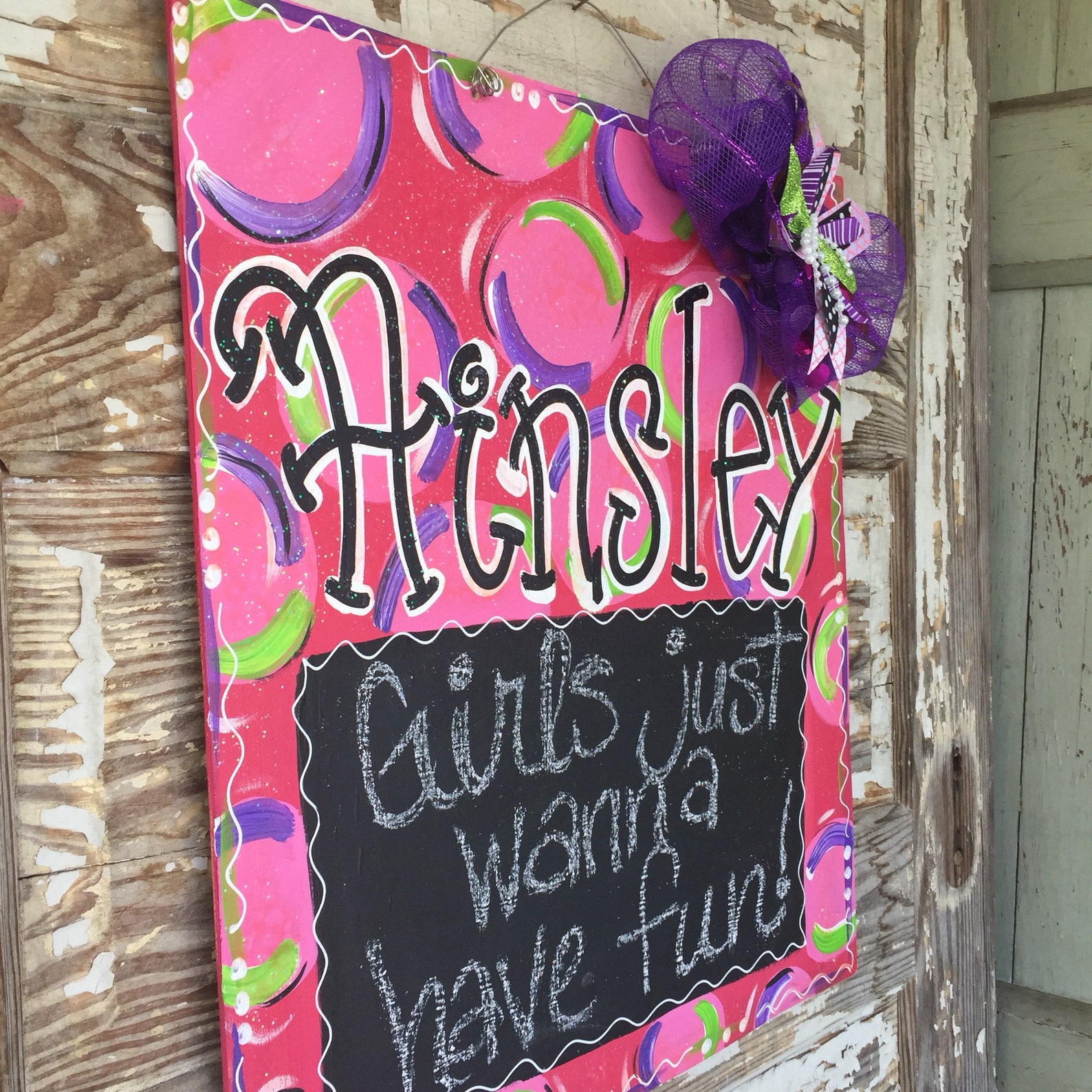 Girl Bedroom Sign Chalkboard Bedroom Door Hanger Girl | Etsy