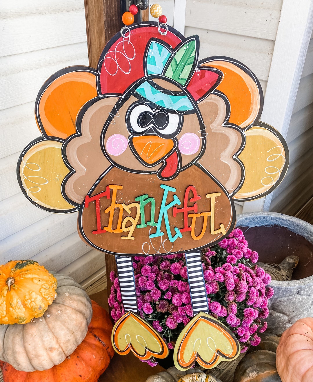 Thanksgiving Door Hanger Fall Door Hanger Turkey Door - Etsy